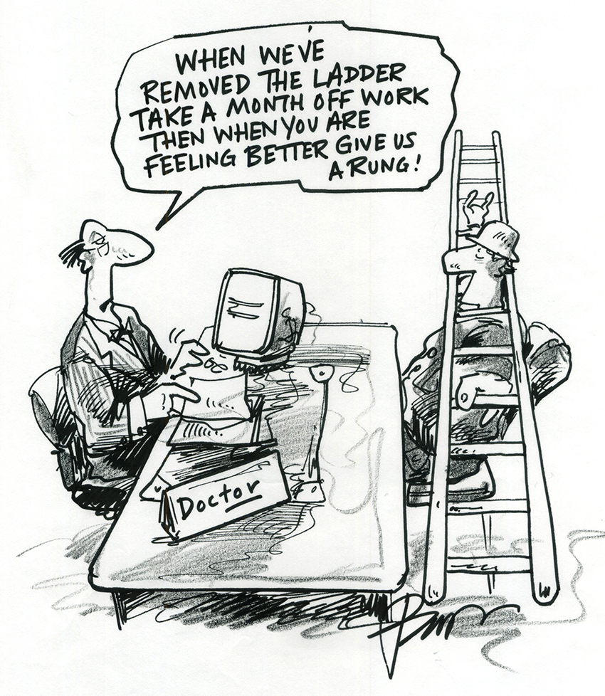 Doctor, I have this ladder round my neck. – Paul Davies Cartoons & stuff
